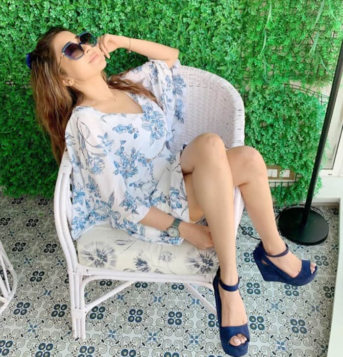 Tinaa Datta in Sexy White Floral Dress