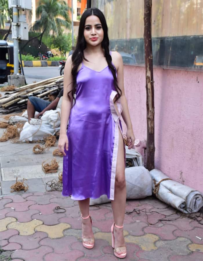 Urfi Javed's purple slip on dress can easily qualify as the weirdest ...