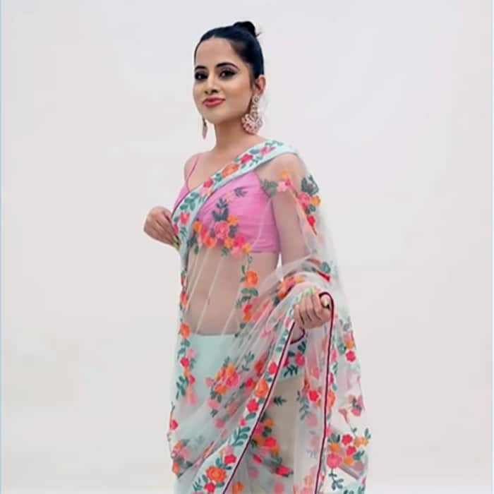 Urfi Javed Looks Mesmerising in Yellow Organza Saree