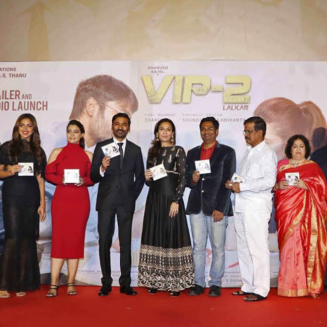 Kajol and Dhanush during music and trailer launch of VIP 2