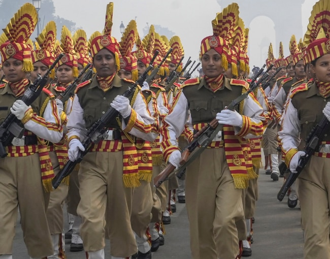 Women personnel of Sashastra Seema Bal (SSB) during rehearsal for the ...