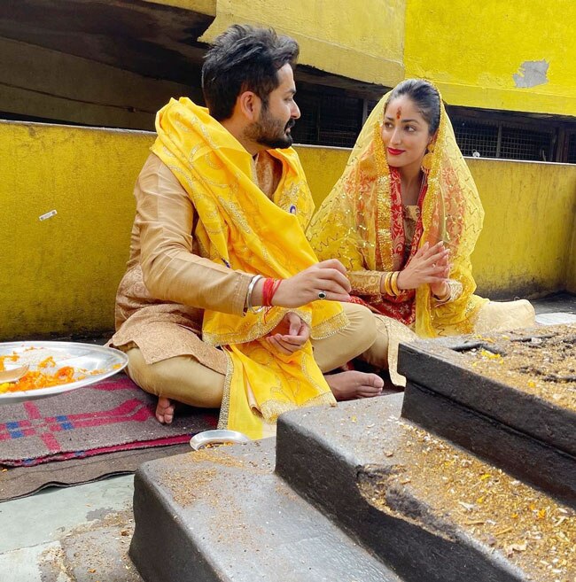 Yami Gautam looks stunning in red brocade suit as she drops pictures ...